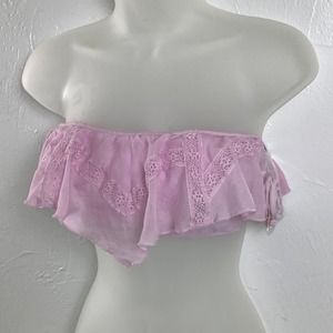 Victoria’s Secret | Swim | Victorias Secret Bandeau Lilac Cotton Ruffle ...